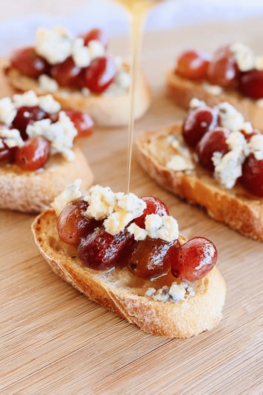 Roasted Grape Blue Cheese Honey Crostini Recipe For Flavor Fans