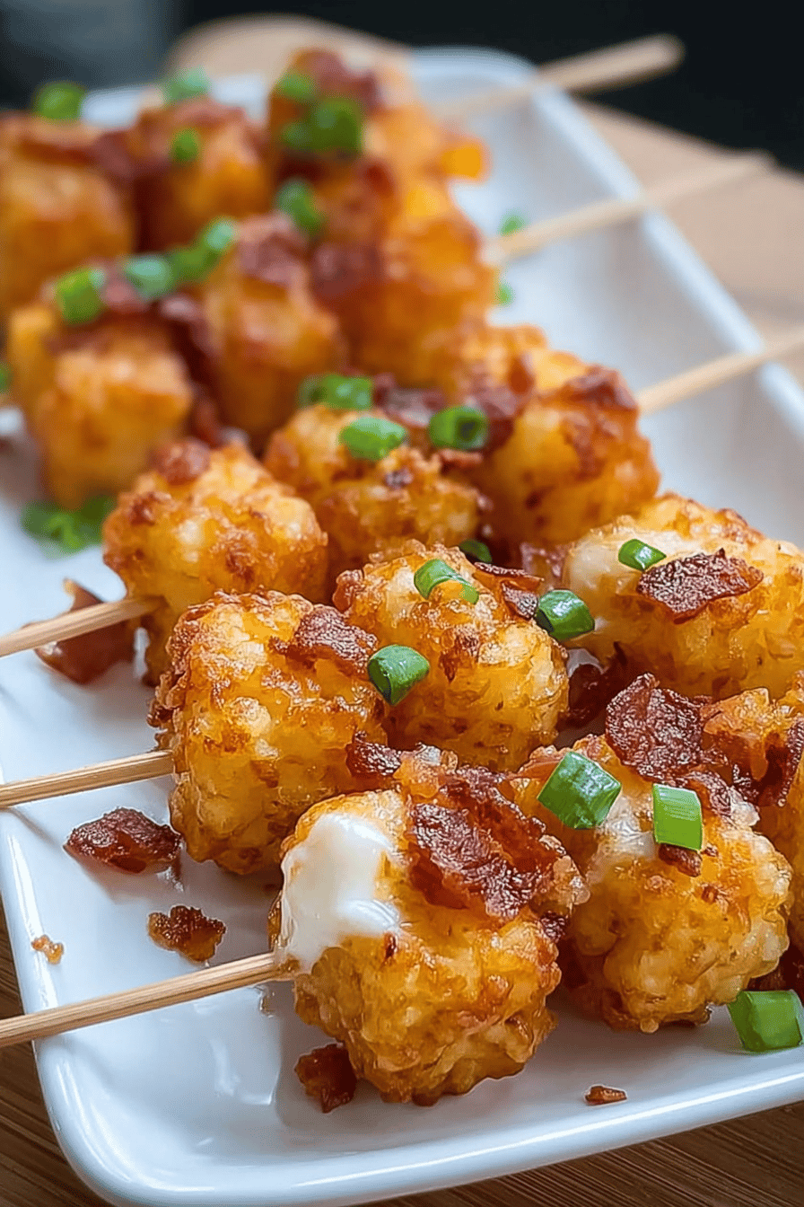 Loaded Tater Tot Skewers With Savory Toppings To Share